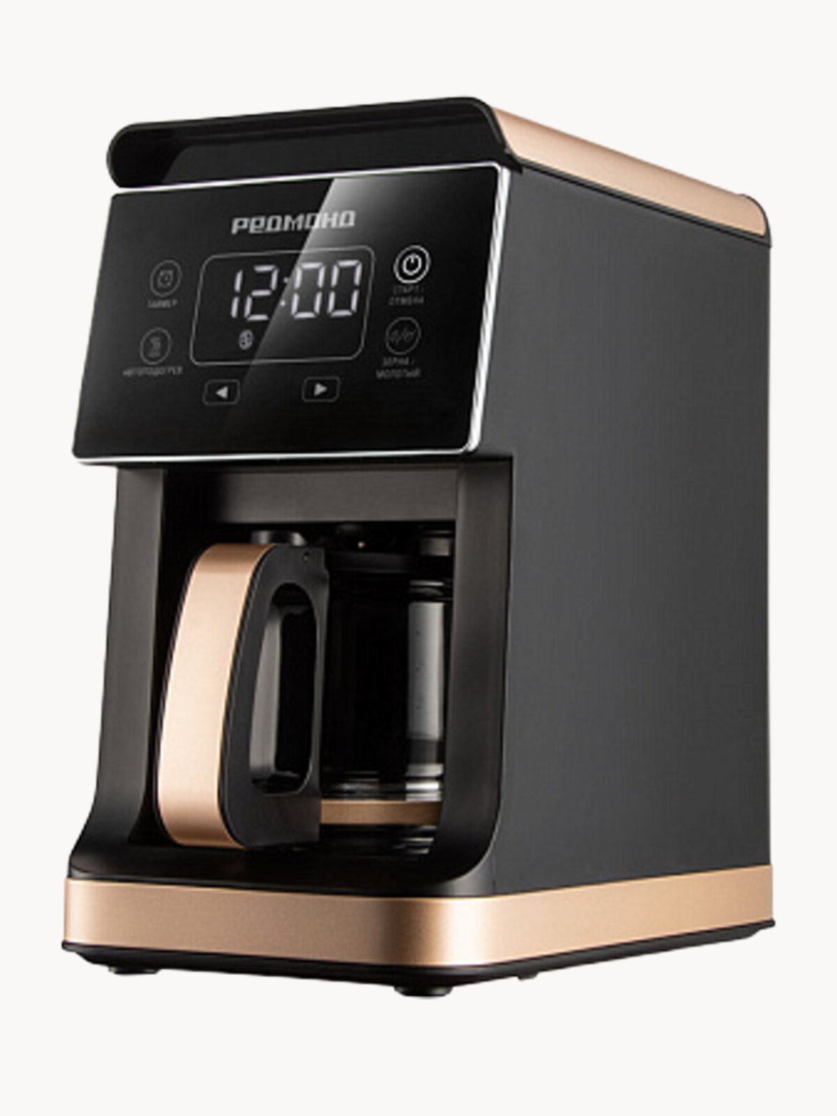 Кофеварка капельная редмонд CM720, с кофемолкой, сенсорная панель, отложенный старт, автоподогрев, капля-стоп, 900 Вт