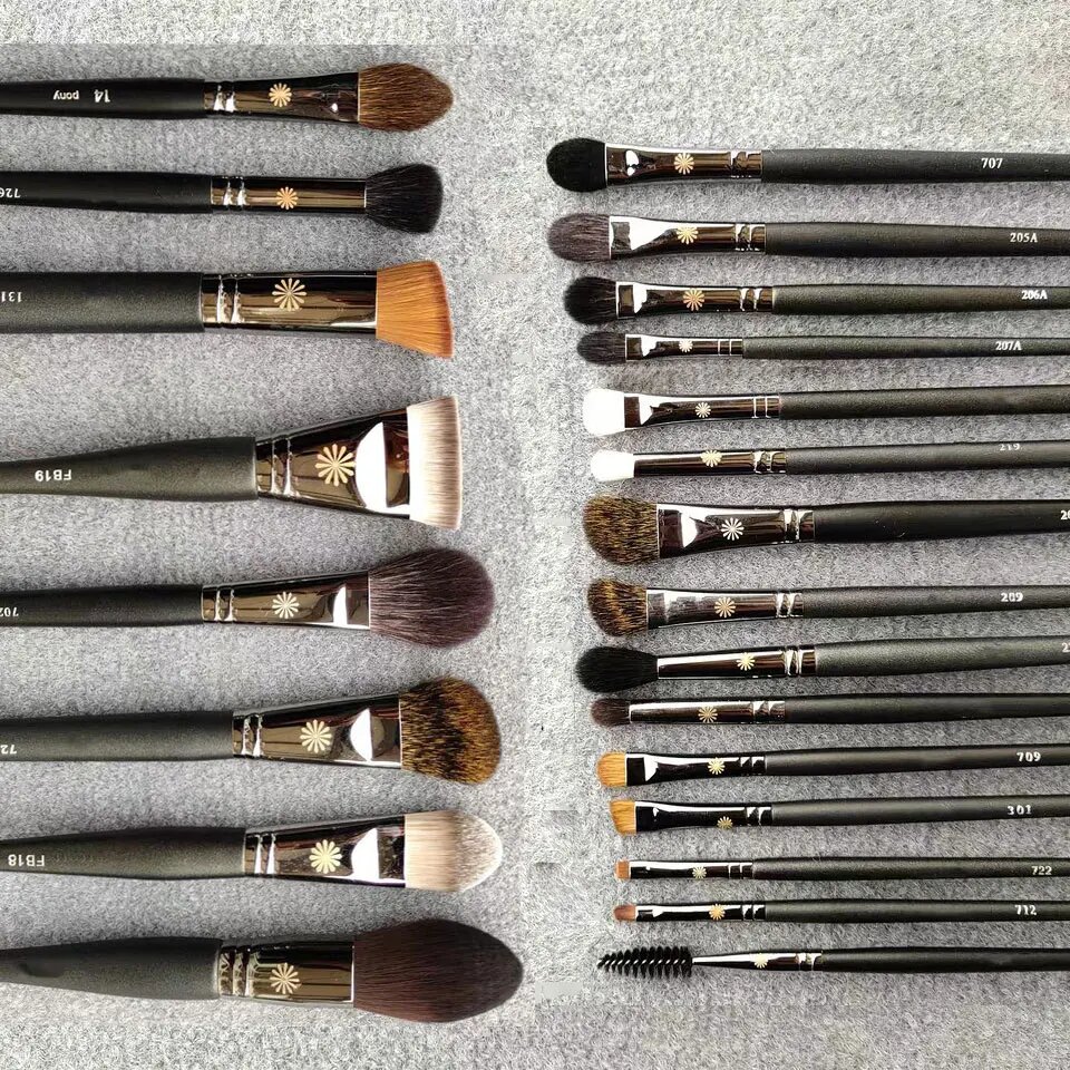 23 шт./компл, набор кистей для макияжа из шерсти животных, пудра, набор кистей для контура макияжа, тени для век, хайлайтер, белка, козья шерсть, глаз