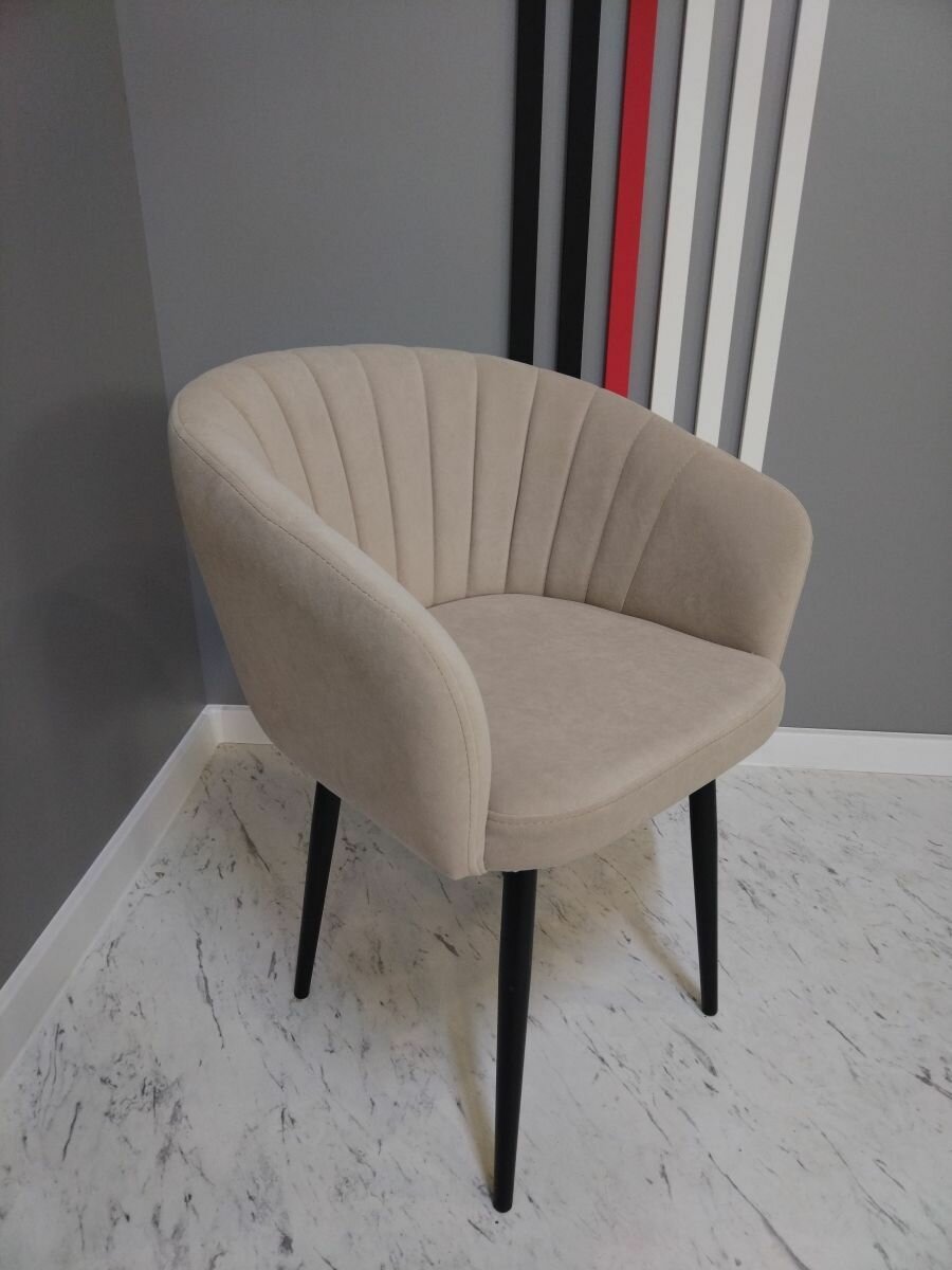 Стул - кресло Версаль Beige, черные ноги (1шт) в гостиную и на кухню — фото 1