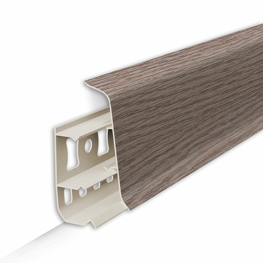 Плинтус Ideal Deconika, влагостойкий, мягкий край, с кабель-каналом, 55х22х2200 мм