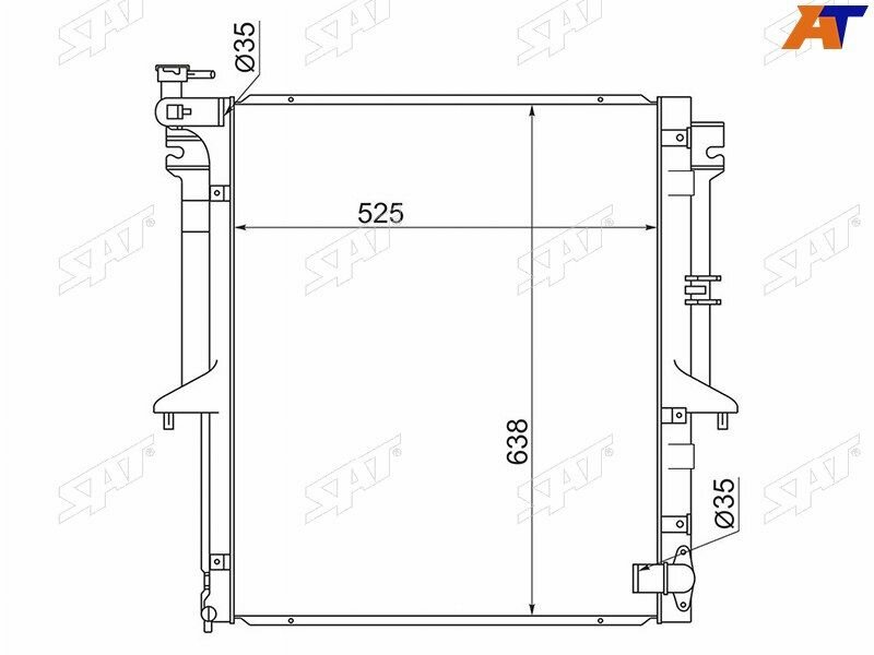. SAT Радиатор охлаждения двигателя для Mitsubishi L200 07-16 / Pajero Sport 08-17 / Triton 06-10