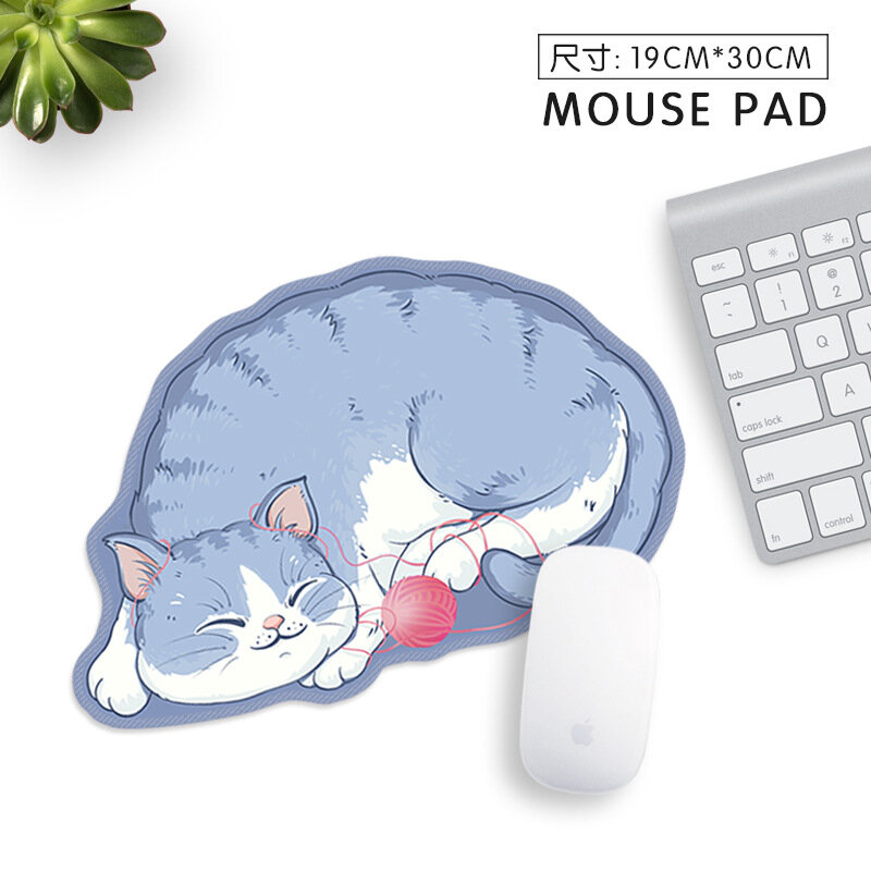 Коврик для мыши "Голубая кошка", с фиксацией, противоскользящий, оранжевый