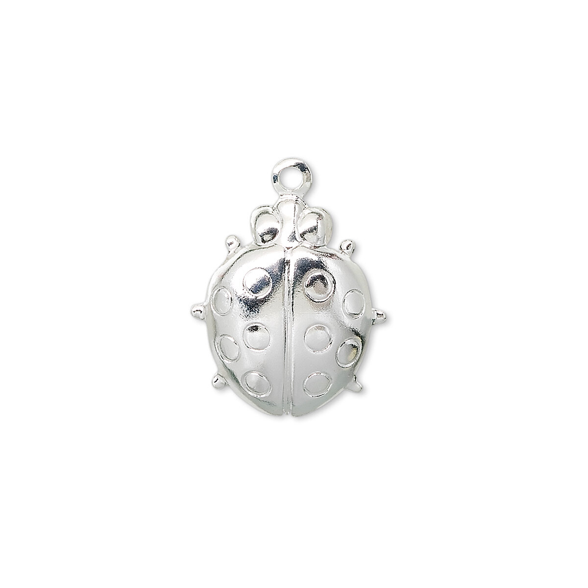 Подвеска, 20х15мм, божья коровка, базовый материал - латунь, посеребренная, 5 шт.