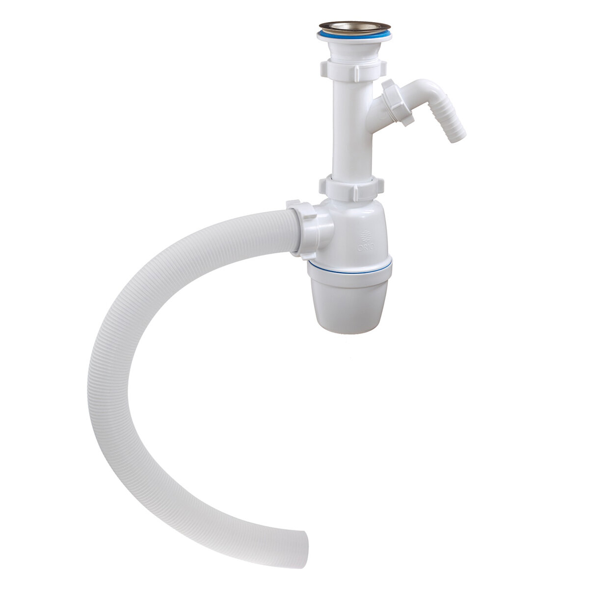Сифон бутылочный Orio Е-40051, 1 1/2" x 40 мм, с отводом и гофротрубой