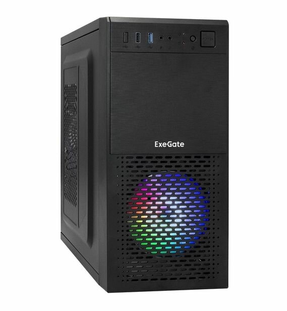 Компьютерный корпус ExeGate mEVO-7807-NPX400 (mEVO-7807-NPX400) черный - Mini Tower, Micro-ATX, USB 3.2 Gen 1 Type-A