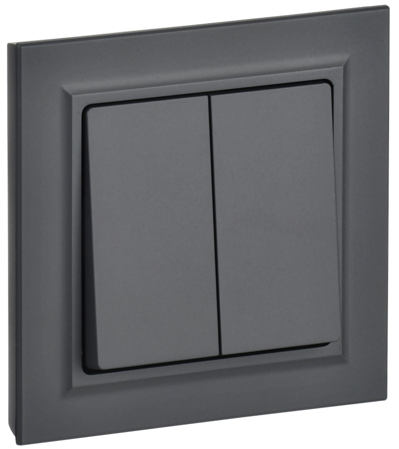 Выключатель IEK / ИЭК Brite, скрытой установки, 10А 230В IP20, графит 84х84х42.5мм, двухклавишный BR-V20-0-10-K53-F / переключатель