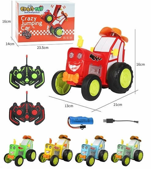 Трактор Crazy Jumping Car на РУ(свет, звук),4 цвета в коробке, 1 штука