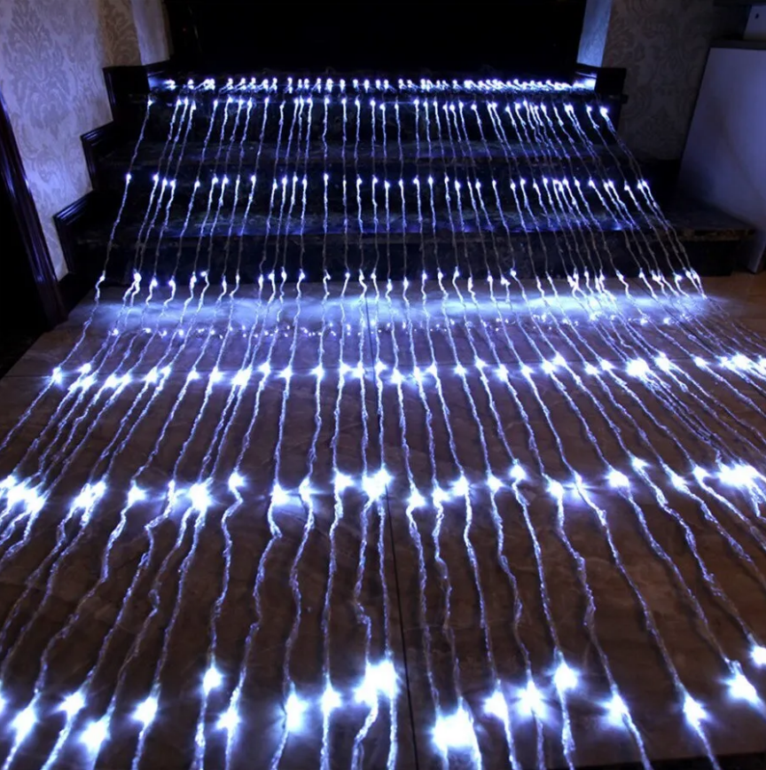 Гирлянда-занавес водопад 2х2 метра, светодиодная, белый