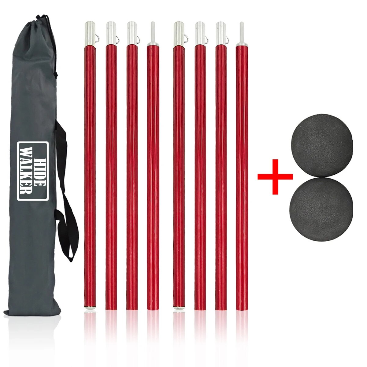 HIDE WALKER Алюминиевые регулируемые опоры для тента 2 метра серебристые Черный, RD with 2 balls