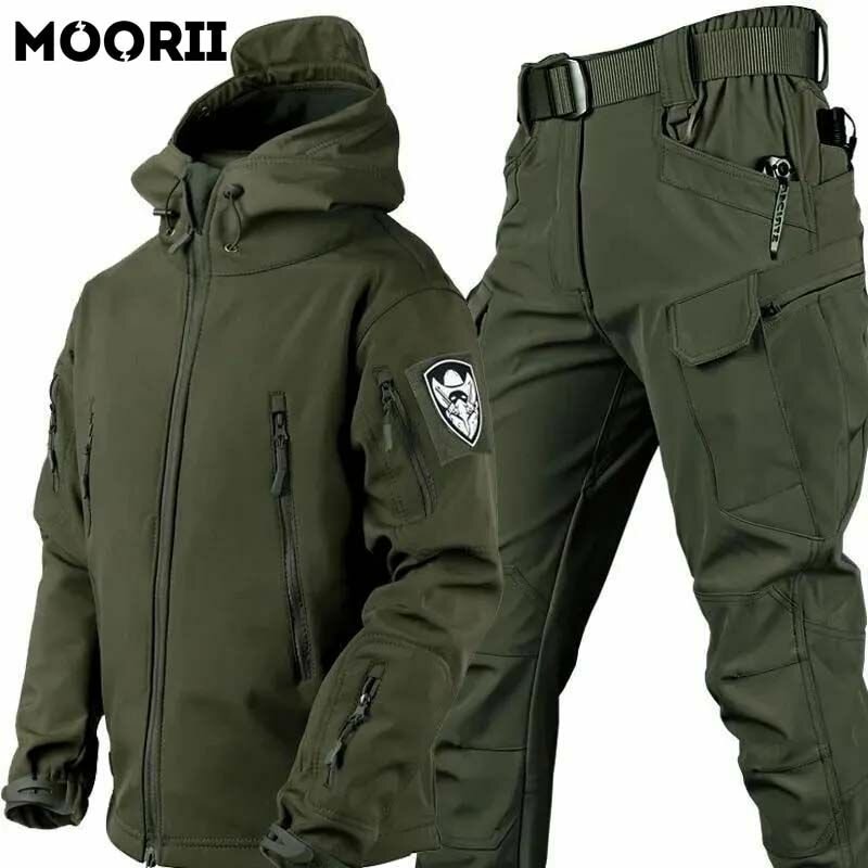 Осенне-зимний мягкий теплый костюм из акульей кожи для мужчин и женщин, одинаковая верхняя одежда, камуфляжная тренировочная одежда спецназа