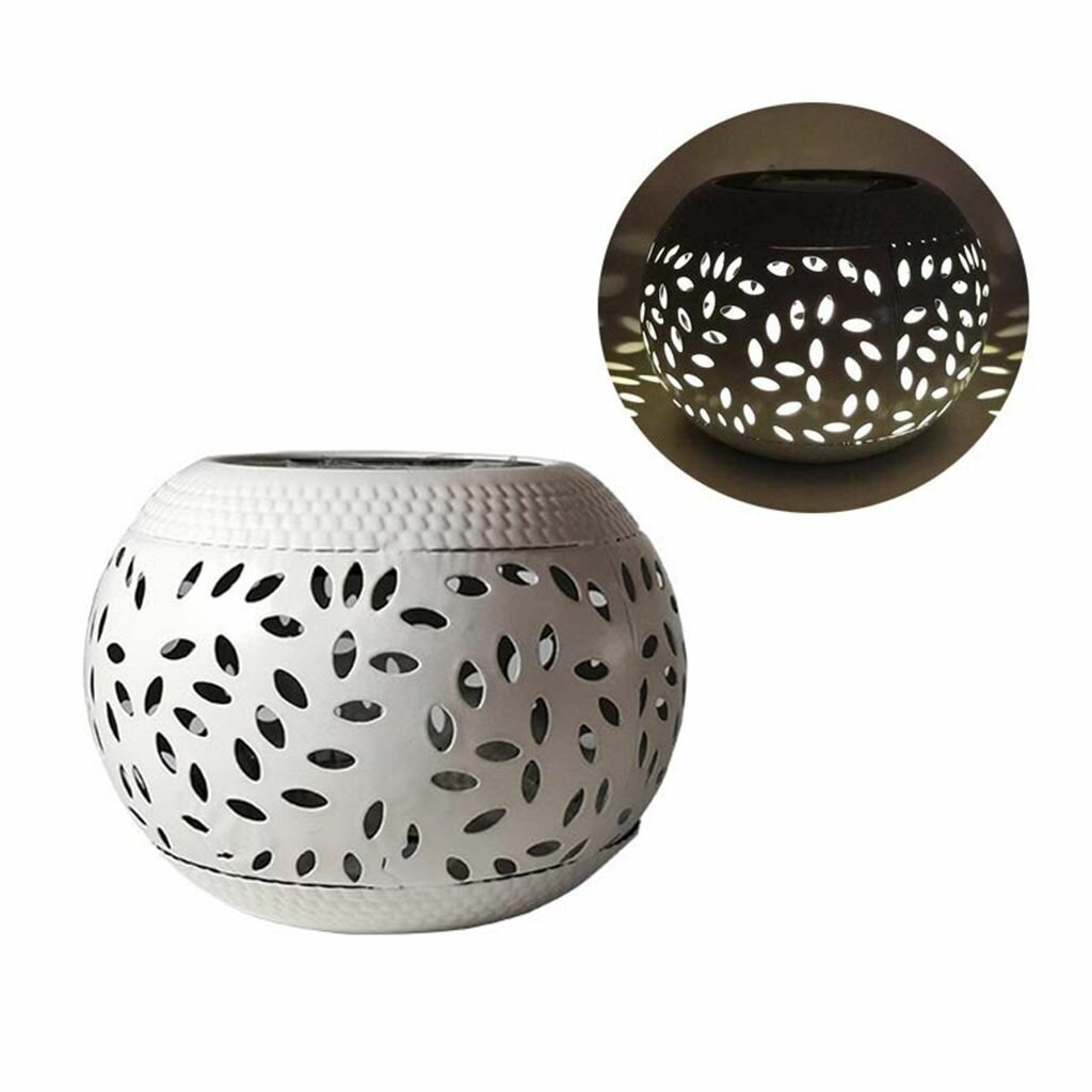 (1 шт.) Керамический светильник для сада Iron Art Solar (Лотос) - белый