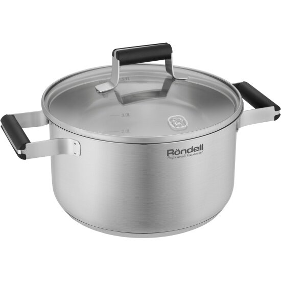 Кастрюля Rondell Bayoneta, 3.1 л, 20 см, с крышкой, сталь (RDS-1807)