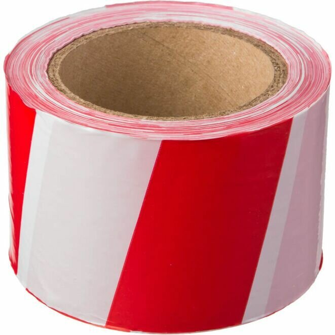 Лента сигнальная, красно-белая, STAYER 75 мм, 150 м