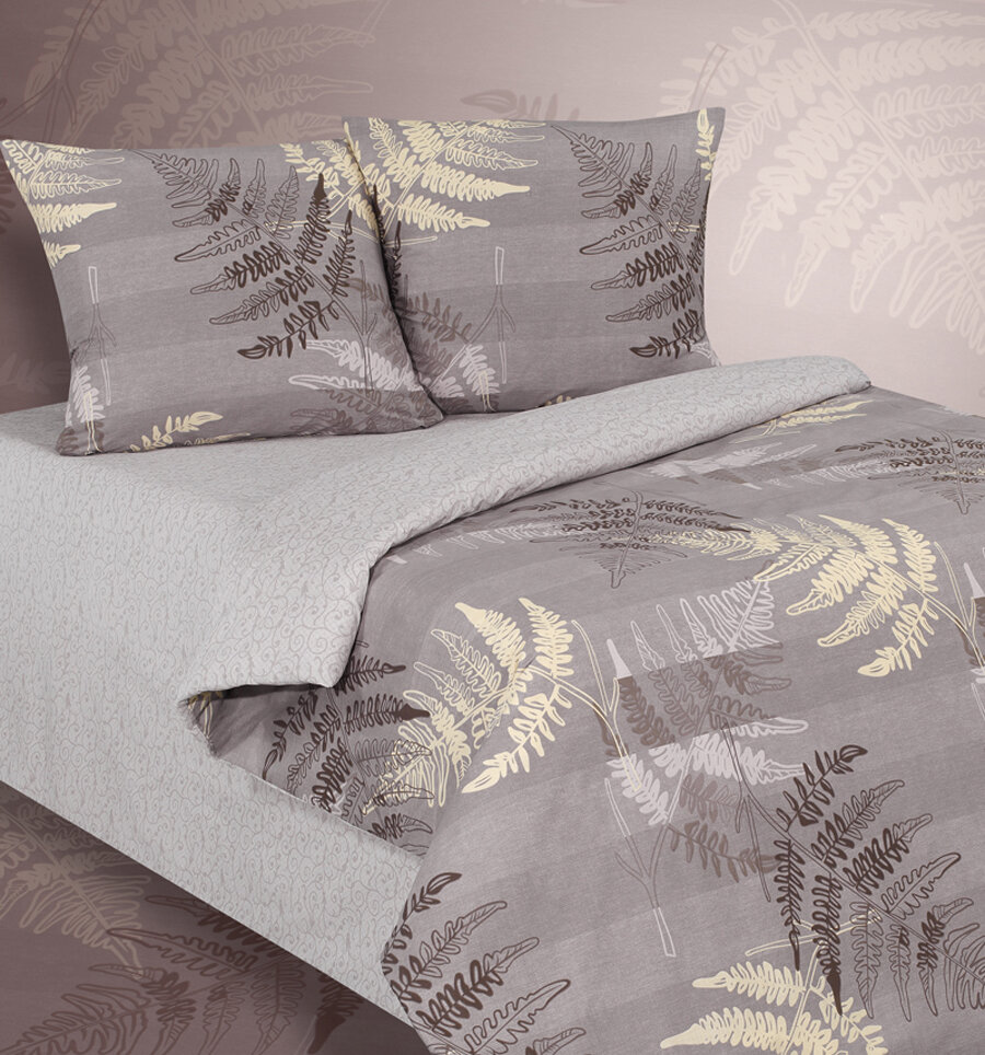 Постельное белье Экзотика семейное, 2 пододеяльника, поплин 100% хлопок, цвет серо-коричневый какао
