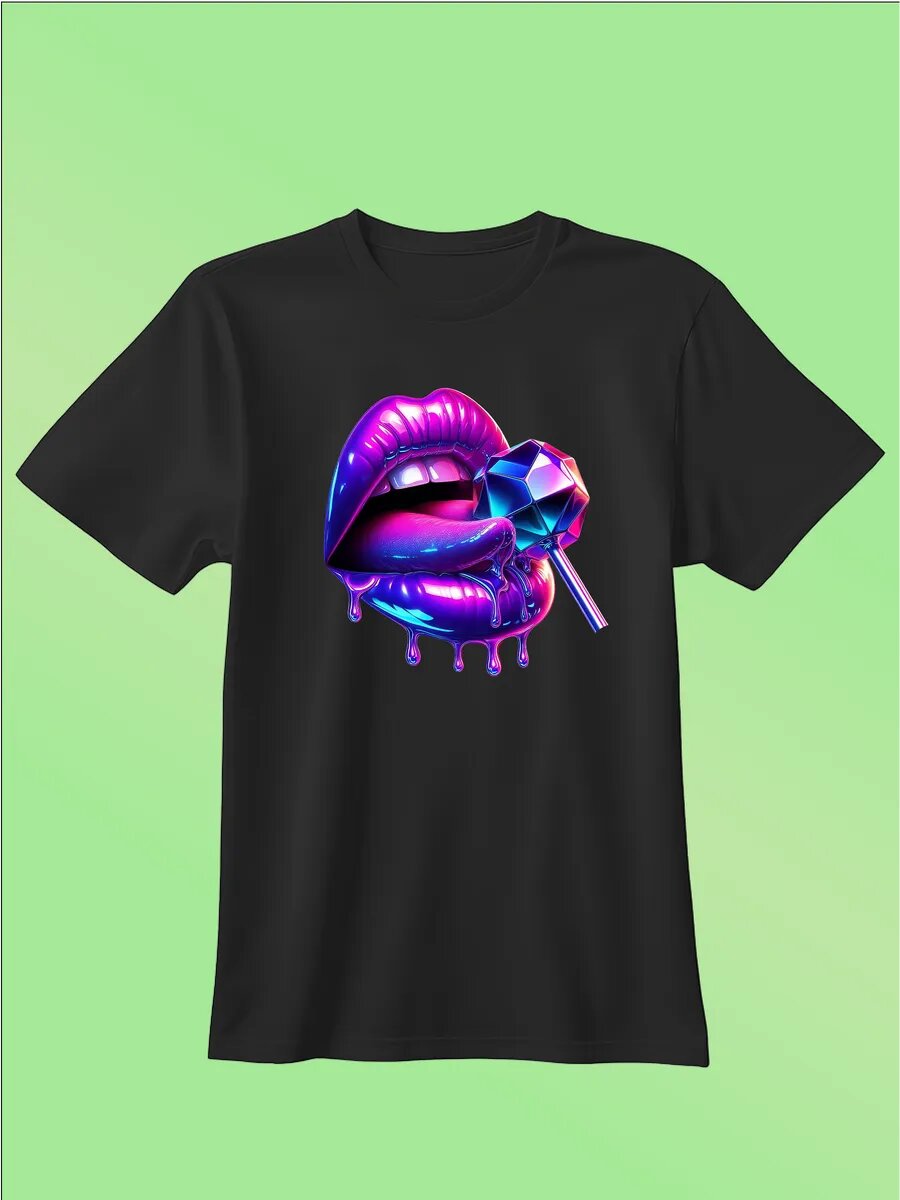 Футболка губы с карамелью