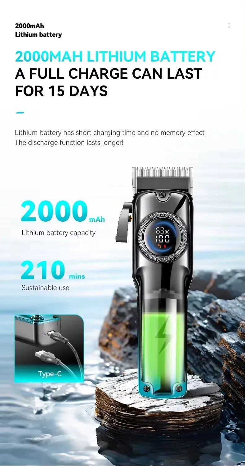 "KEMEI KM-2279" - профессиональная машинка для стрижки волос с клиппером на 210 минут