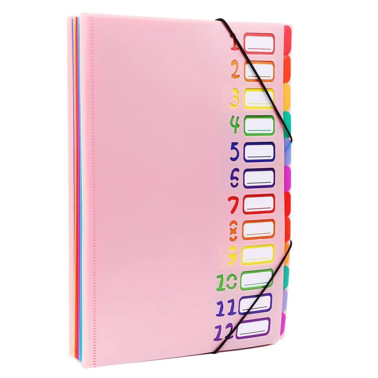 Папка для хранения книг, многослойная, а4, розовая, 12 слоев