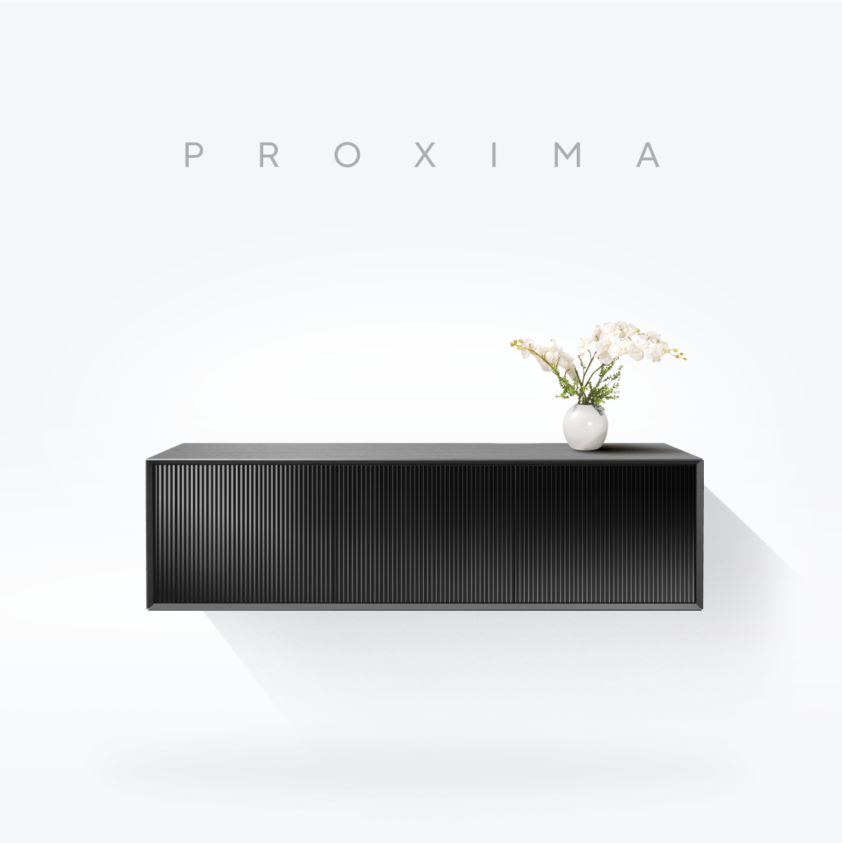 Тумба под ТВ MetalDesign, Proxima MD 7150, 144х40х40 см, черный - черный рифленое стекло