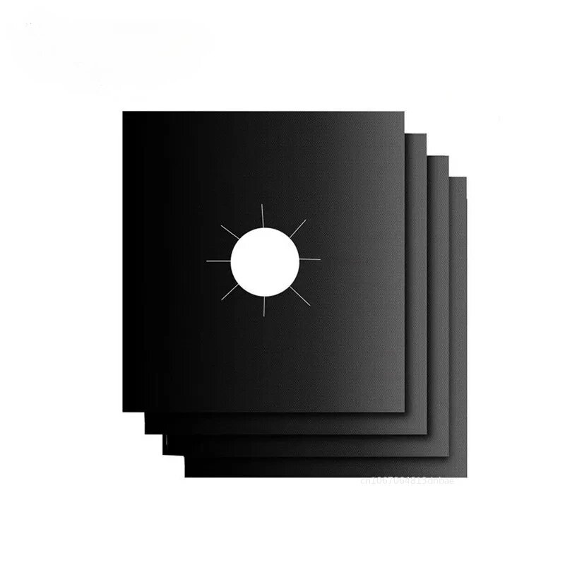 Многоразовые защитные чехлы для газовой плиты Черный, 4pcs black