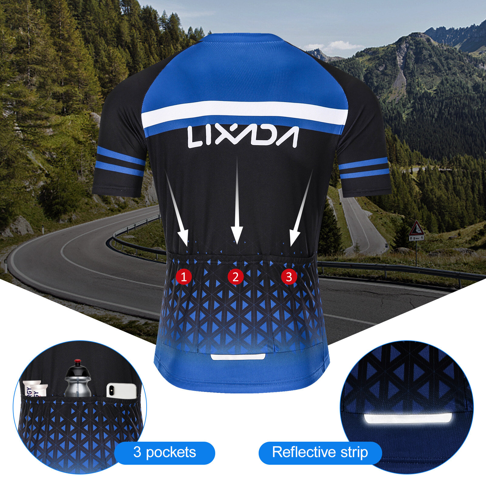 Комплект мужской веломайки, дышащая, быстросохнущая, с коротким рукавом и шорты с подкладкой, комплект одежды для горного велосипеда