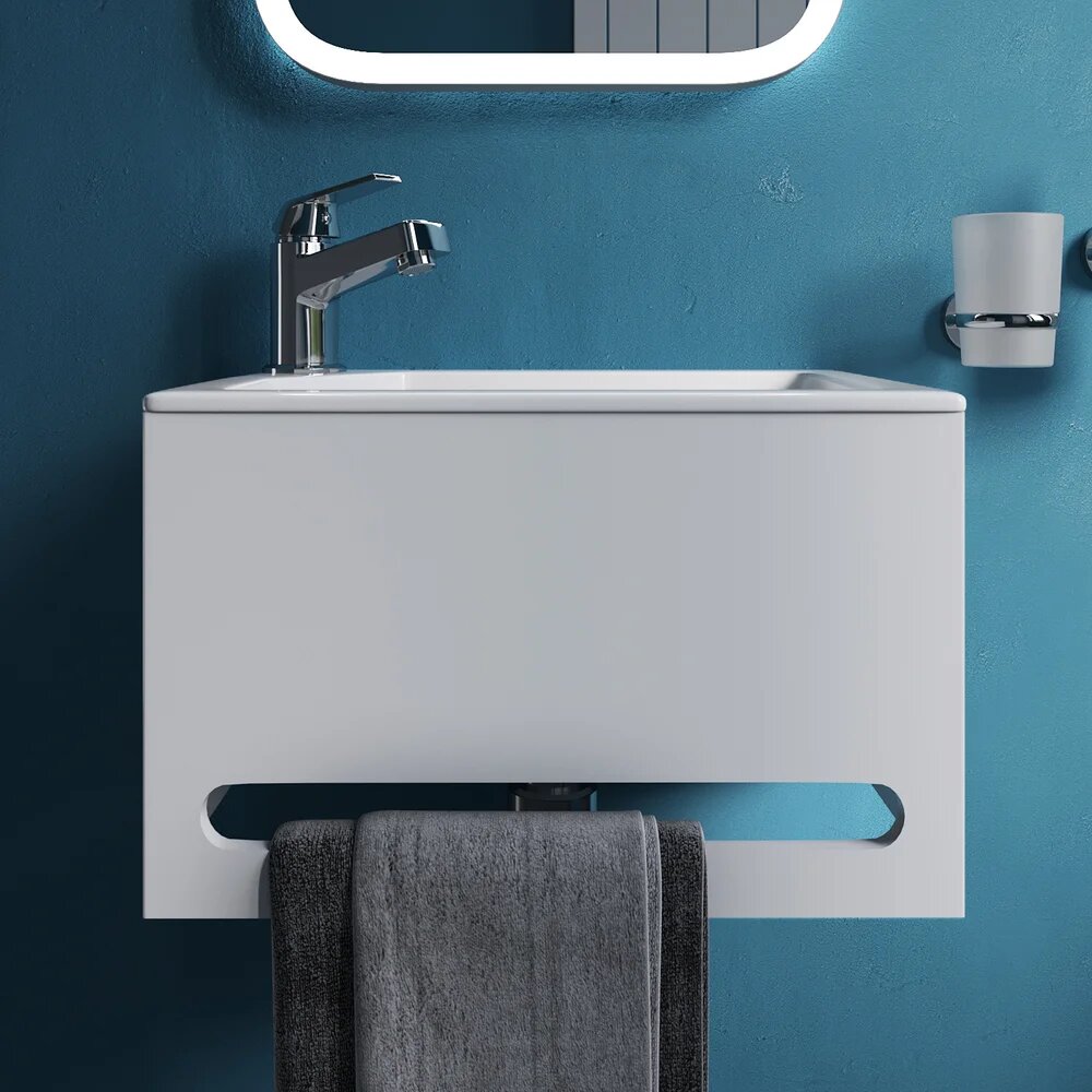 Тумба с раковиной DIWO Казань 40 подвесная, 39 см, белая, глянцевая, из МДФ, прямоугольная