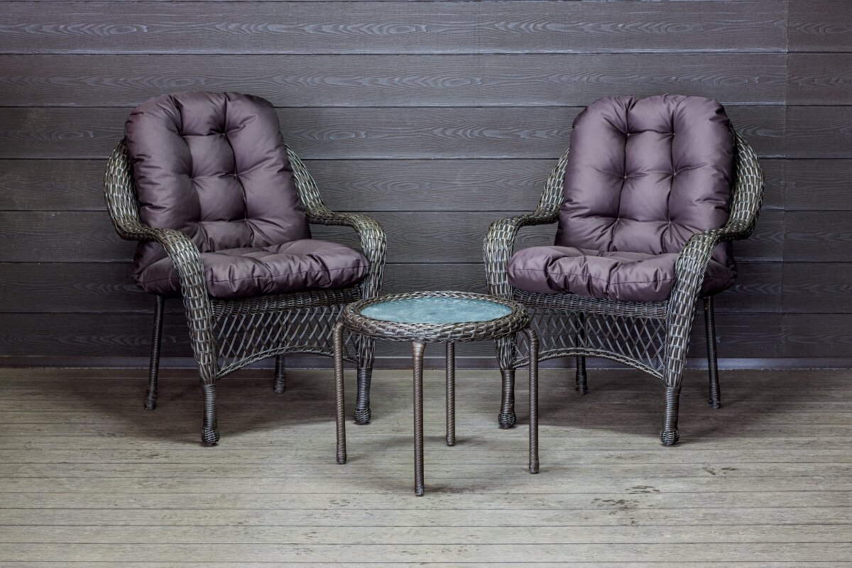 Садовый комплект Мир Дачника "Мэдисон NEW balcony set", с двойными подушками, искусственный ротанг