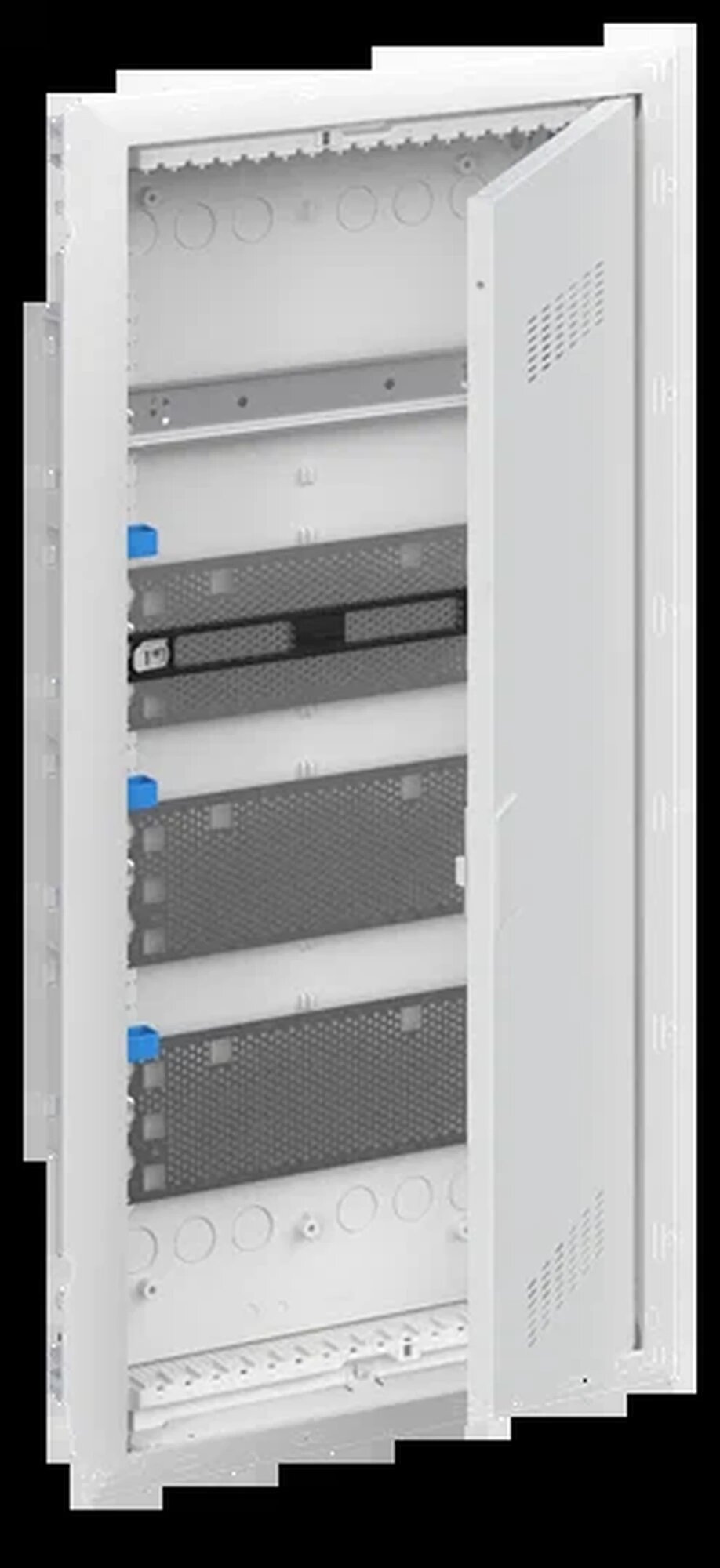 Шкаф в нишу ABB UK640 MVB мультимедиа, с дверью с вентиляционными отверстиями и дин-рейкой, без розетки