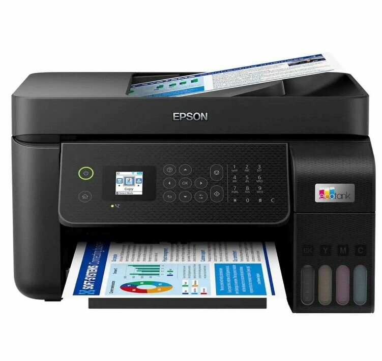 МФУ струйное Epson L5290 (C11CJ65512) черный - цветной, А4, 5760x1440 dpi, ч/б - 33 стр/мин (А4), USB Type-A, RJ-45 Ethernet, Wi-Fi, Ethernet