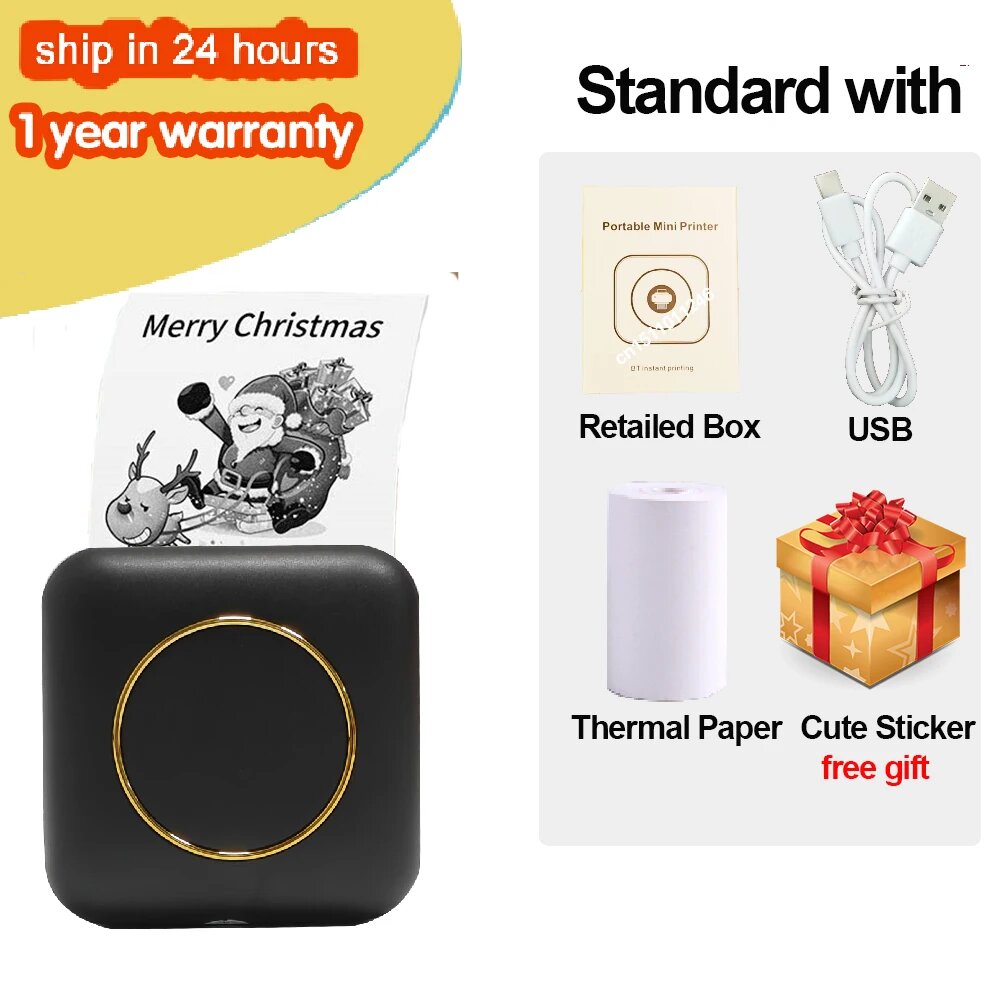 Портативный Мини-принтер С Bluetooth, Беспроводной Термопринтер Для Фото, Наклеек, Офисный Принтер Без Чернил