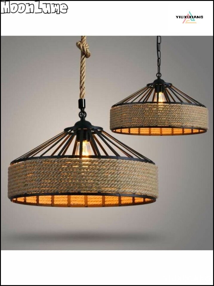 Эксклюзивная люстра в индустриальном стиле из пенькового шнура