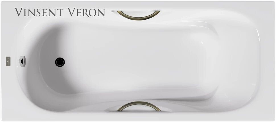 Ванна чугунная Vinsent Veron Aura VAU1707542H/VH0015BR 170x75 см, с ручками, белый