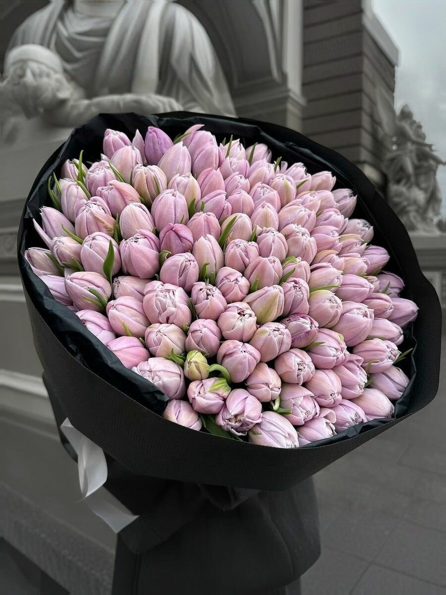 101 пионовидный тюльпан сиреневого цвета
