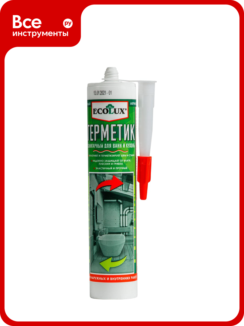 Санитарный герметик ECOLUX (прозрачный; 290 мл) 4607133683467