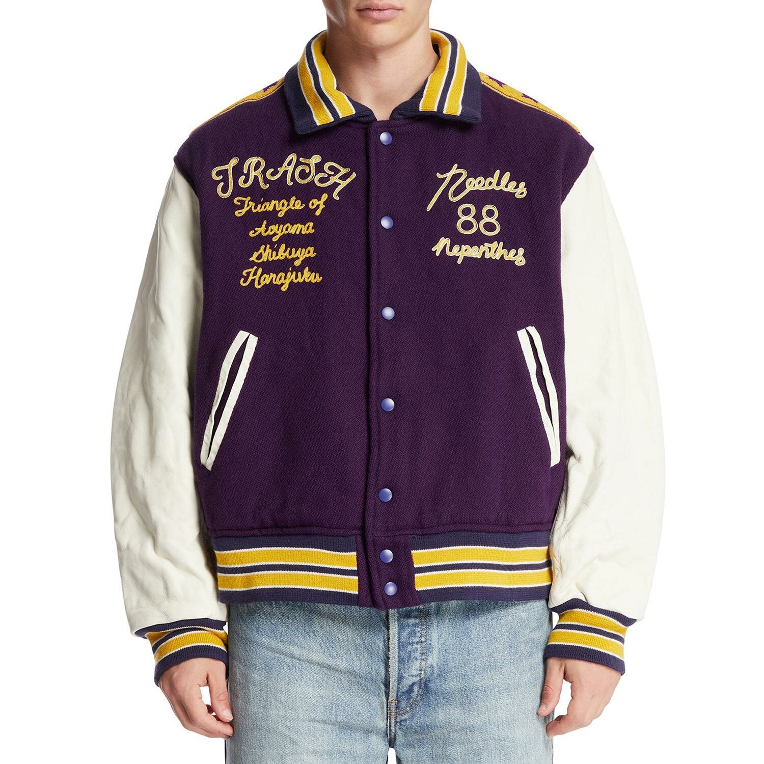 Куртка Needles Куртка Городская Needles Lettered Jacket - Wool Melton, размер L, purple — фото 1