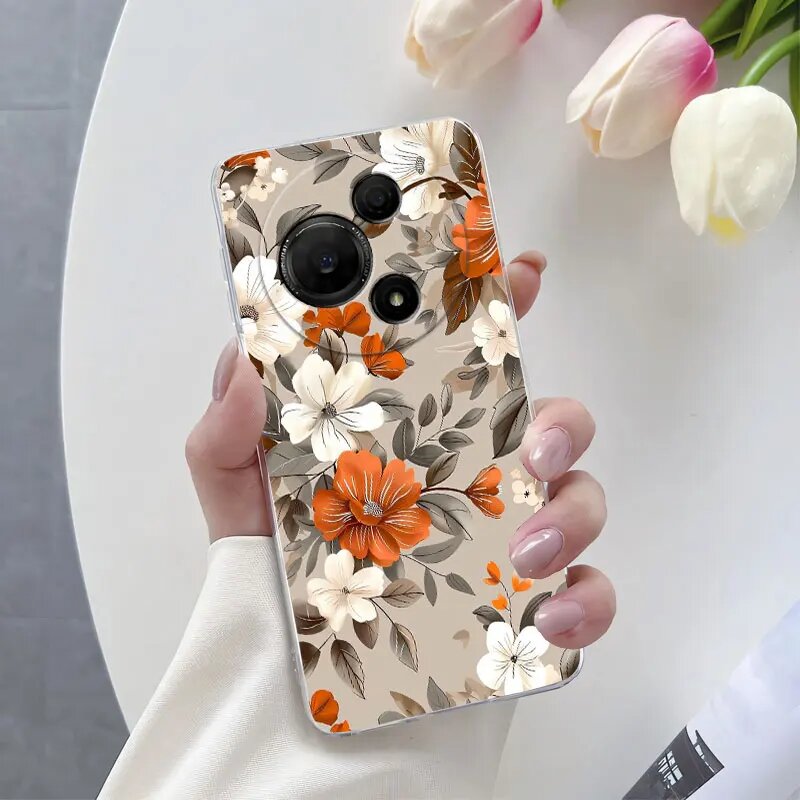 Для TCL 60 NxtPaper/TCL 60 SE NxtPaper Чехол Цветочный мраморный Белый, TM2701, TCL 60 NxtPaper 4G