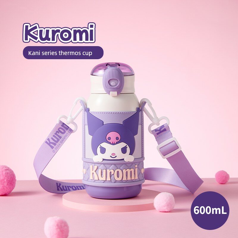 Термос MINISO Sanrio Kani, 600 мл, большой объем, милый зимний портативный стакан Kuromi