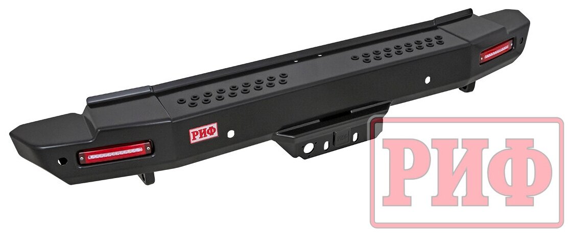 Бампер РИФ силовой задний Toyota Land Cruiser 200 2007-2012 с квадратом под фаркоп и фонарями