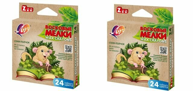 Луч Мелки восковые ZOO шестигранные, 24 цвета, 2 уп.