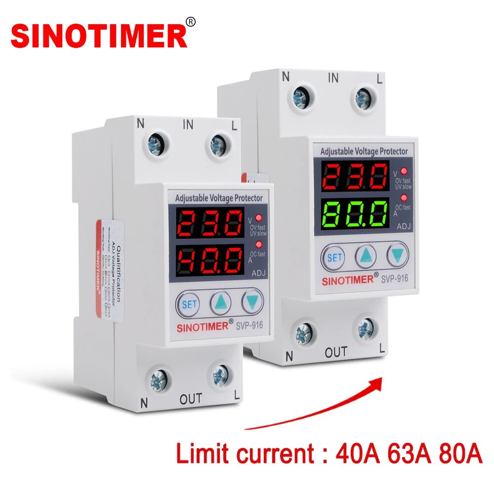 SINOTIMER Реле защиты от перенапряжения 40A 63A 80A 230V 80А