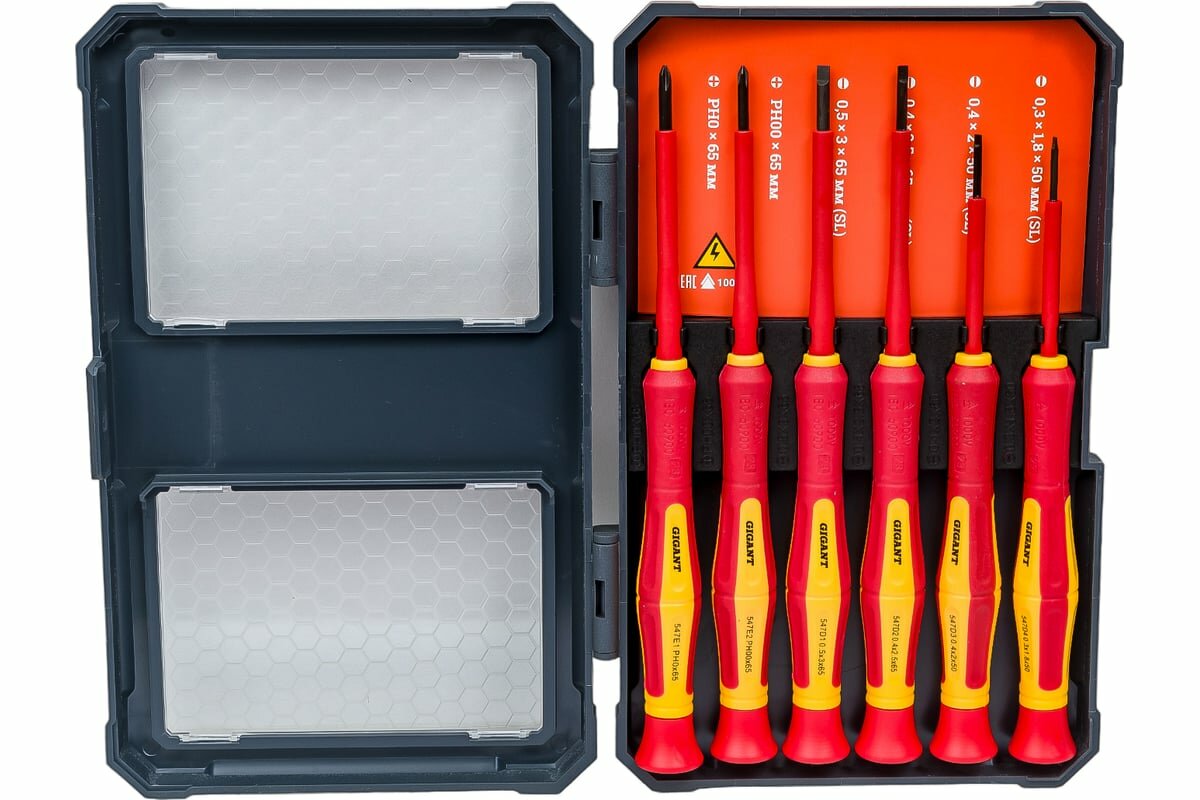 Gigant GBSD-1 Набор диэлектрических отверток 6 шт для электромонтажа и электроустановок