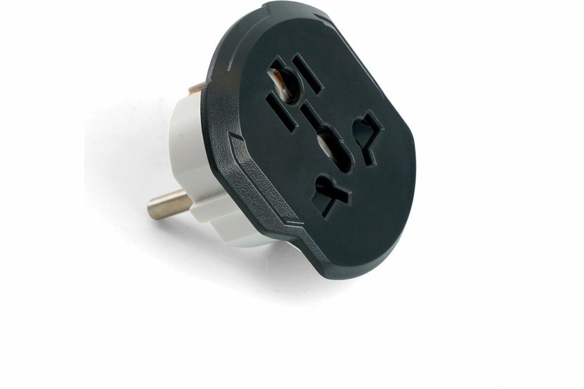 STEKKER адаптер-переходник евровилки с/з ультраплоский adp16-06-20 250В 16A IP20 серый/белый