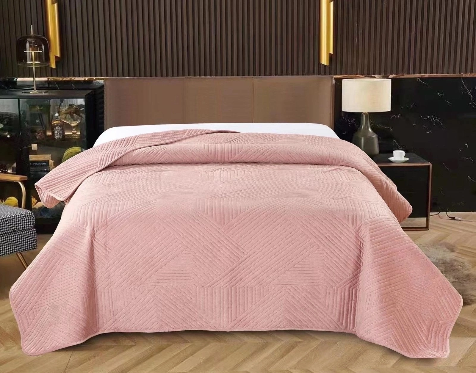 Покрывало 220х240 двухстороннее на кровать на диван стеганное Роза