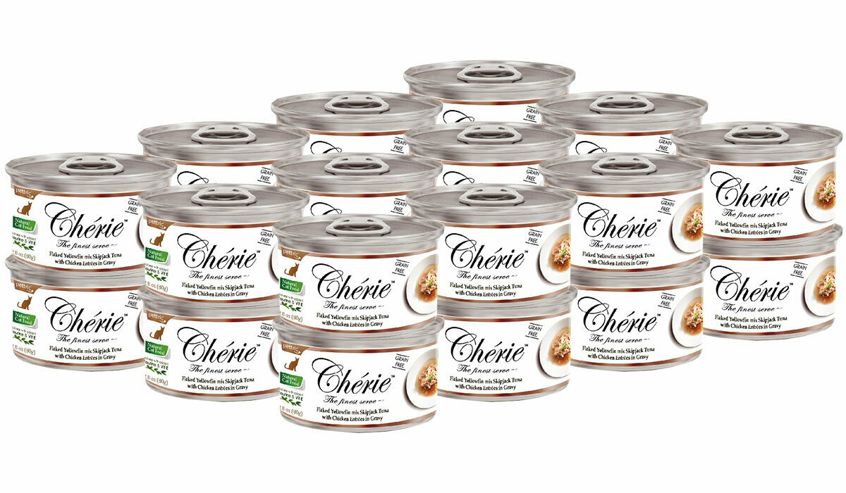PETTRIC CHERIE ADULT CAT GRAIN FREE TUNA & CHICKEN беззерновые для взрослых кошек с тунцом и курицей в подливе (80 гр х 24 шт)