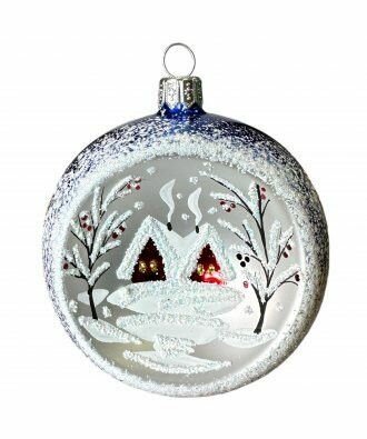 Шар на елку с лункой "Домики" 75мм