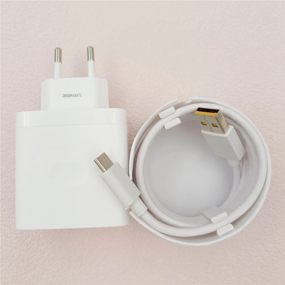 Оригинальное зарядное устройство для Realme 67 Вт Super Dart/VOOC, быстрый адаптер питания для ЕС/США, кабель USB типа C для Realme 12 11 Pro+ GT NEO 2 3 GT2 EU charger and cable