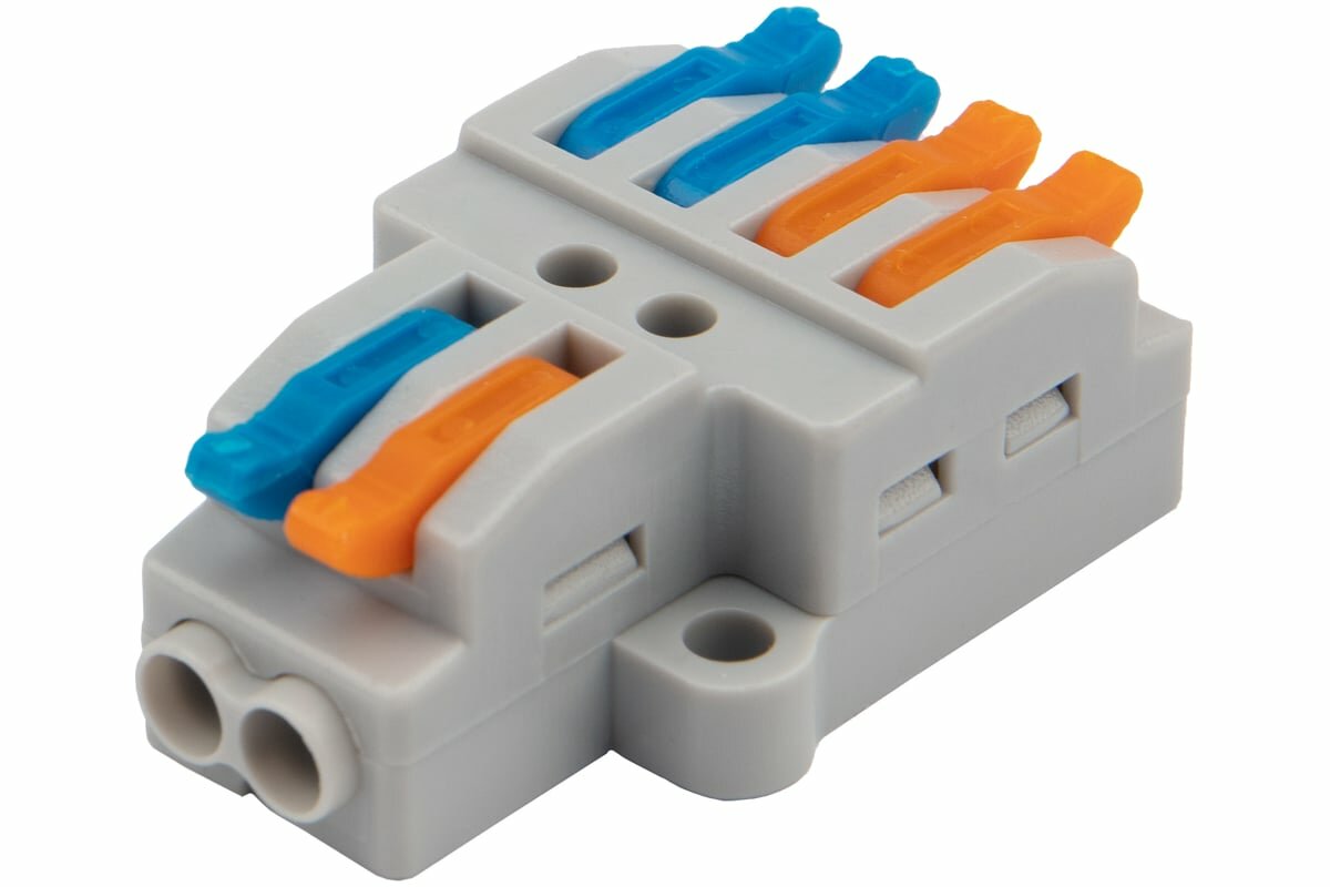 REXANT Разветвительная клемма 2x2 с монтажной площадкой, 1 ввод 2 вывода, 5 шт 07-5235-05