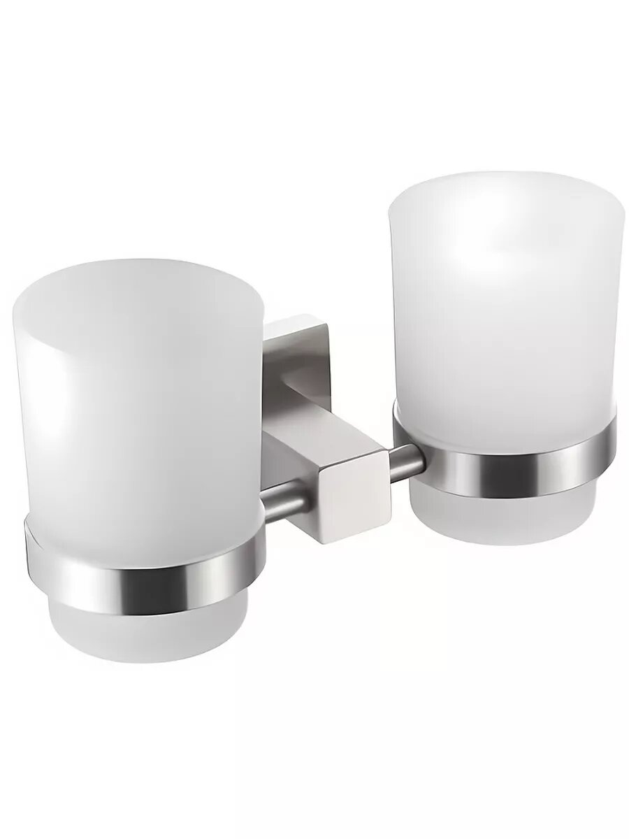 Стаканы для зубных щеток Frap F30308, нержавеющая сталь, стекло, сатиновый серый