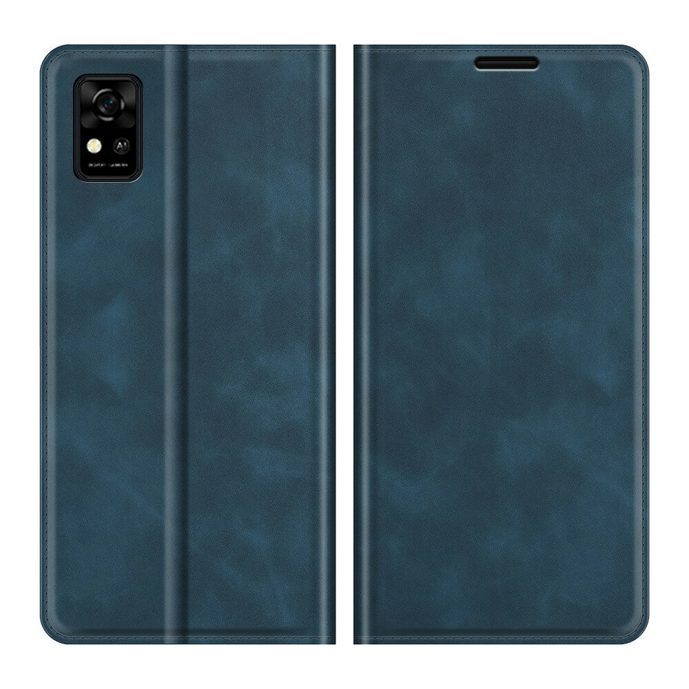 Чехол-книжка Чехол. ру для ZTE Blade A31 (2021) из натуральной мраморной кожи буйвола с прошитой строчкой синий с магнитной крышкой