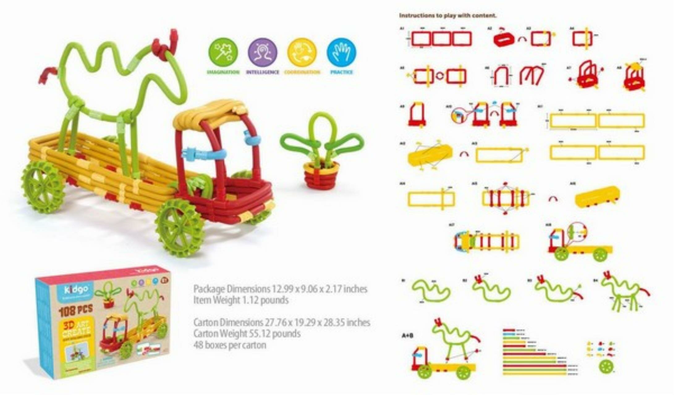 Конструктор KINGO Ферма, гибкий, 108 деталей, для развития логики и мышления