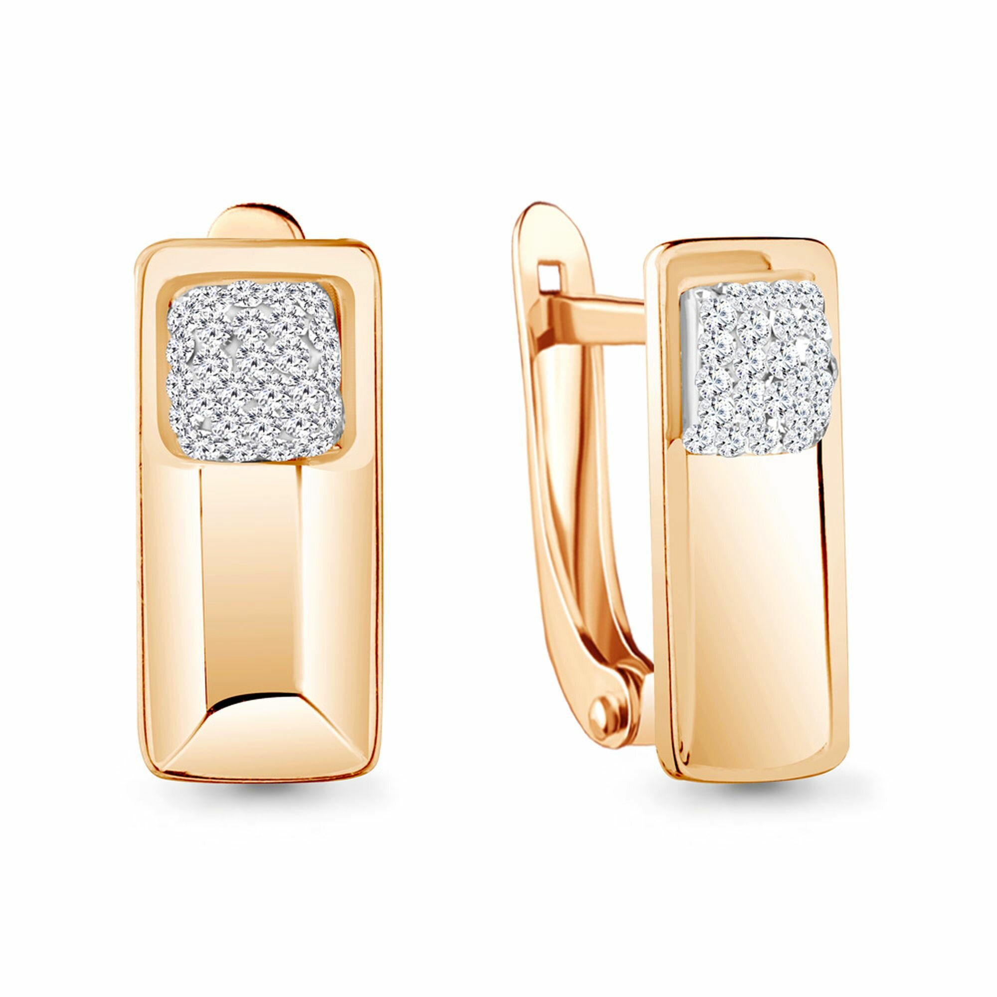 Серьги, серебро, 925 проба, золочение, кристалл